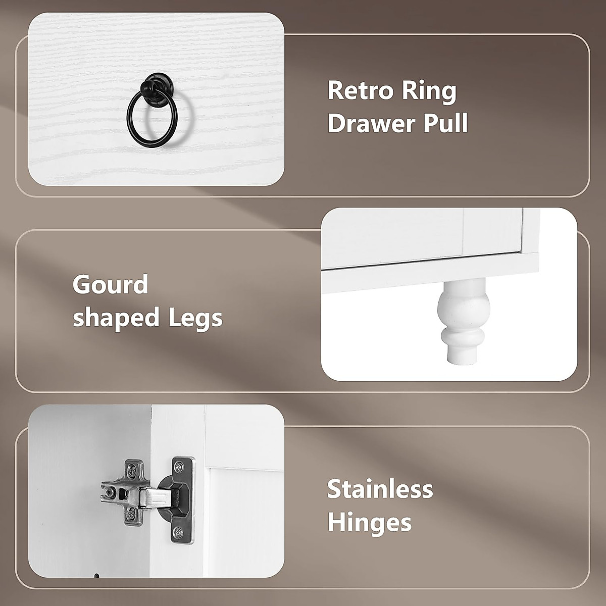 4 EVER WINNER Sideboard Buffet Cabinet, 55” White Coffee Bar Buffet Cabinet with Storage 4 Doors& 2 Drawers, Kitchen Buffet Storage Sideboards Cabinets Table Credenza Cupboard for Living Dining Room