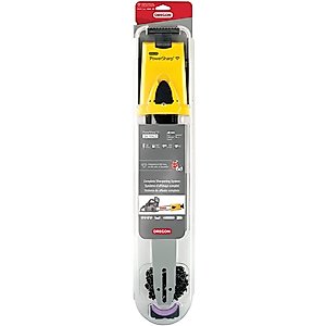 Oregon 18-inch PowerSharp Starter Kit with Bar, Sharpener, and 62 Drive Link PowerSharp Chain, 3/8" Low Profile, .050" Gauge, Portable Sharpening Tool for Chainsaws (541662),Grey/Yellow