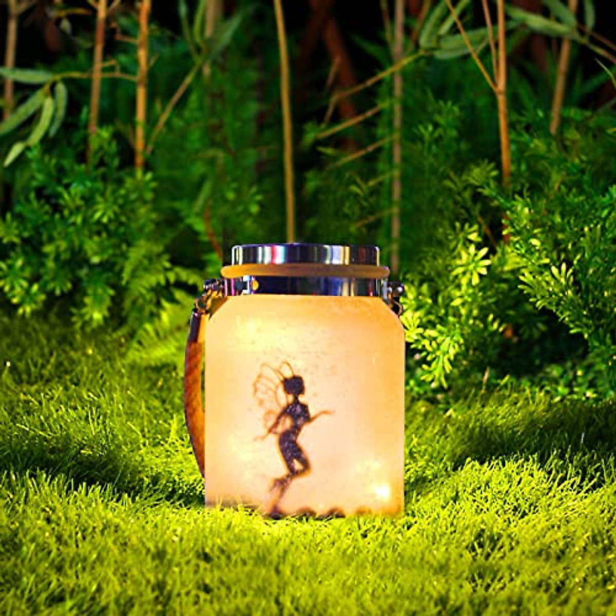VOOKRY Solar Fairy Lantern Outdoor Fairy Decor White Frosted Glass Hanging Jar Solar Garden Lights Fairy Decorations 20 LEDs Warm White Waterproof for Yard, Path, Christmas, Party, Birthday, Gifts