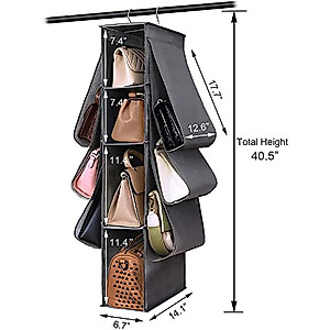 OULLYY Hanging Purse Handbag Organizer Wardrobe Closet Organizer Nonwoven 10 Pockets Hanging Closet Storage Bag with 360 Degree Swivel Hook