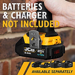 JCB Tools - JCB 20V Cordless Brushless Drill Driver Power Tool - No Battery - Variable Speed - Forward And Reverse Rotation - For Home Improvement, Drilling, Screw Driving, Drill or Hex Bits