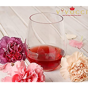 Vivocci Unbreakable Elegant Plastic Stemless Wine Glasses 20 oz | 100% Tritan Heavy Base | Shatterproof Glassware | Ideal For Cocktails & Scotch | Perfect For Homes & Bars | Dishwasher Safe | Set of 2