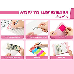 Budget Binder Money Organizer for Cash Cash Envelopes for Budgeting Budget Binder with Cash Envelopes (Pink)