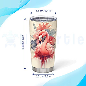 Hyturtle Personalized Gifts For Flamingo Lover - Flamingo Prints Custom Name Stainless Steel Tumbler 20oz With Lid - Idea Bird, Animal lover Gift For Women Girl On Birthday, Christmas