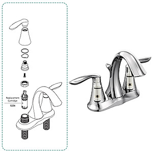1224 1224B Faucet Cartridge Replacement Kit For Most Double Handle Moen Faucets and Tub/Showers Repair Kit,Replacement Compatible with Moen Two Handle Faucets,4 Pack