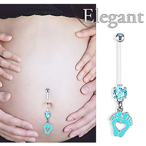 Anicina Plastic Pregnancy Belly Button Rings Maternity Belly Button Ring Bioplast Sports Clear Pregnancy Belly Rings Piercing Retainer for Pregnant Women Mix Style 14G 35mm Blue