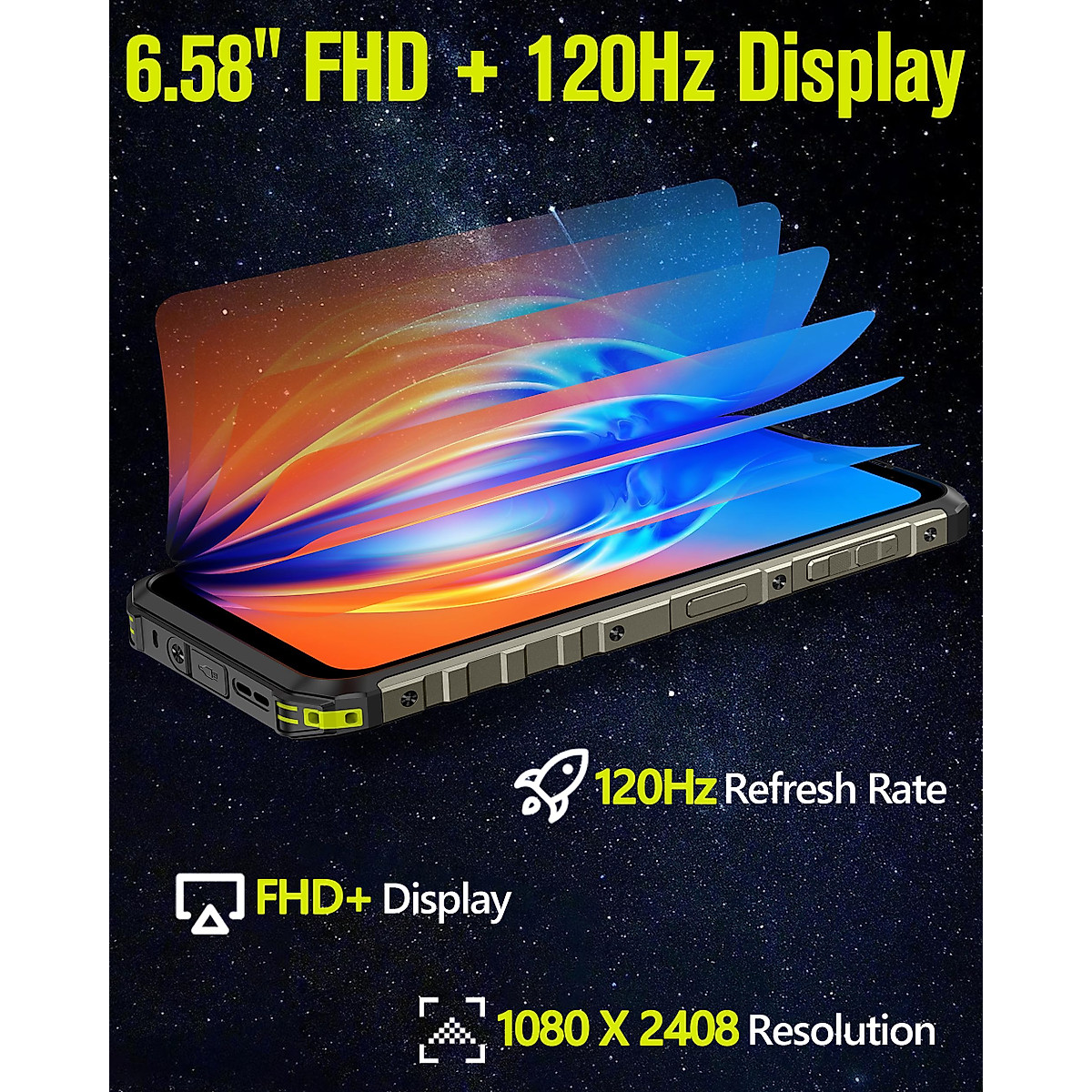 Ulefone Armor 22 Rugged Cell Phones, 16+256GB, 64MP+64MP Dual Cameras, Android 14, 6600mAh, 33W Fast Charging, 3-Card Sot Rugged Smartphone, Face/Fingerprint Unlock, NFC T-Mobile(Green)