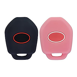 waymei Silicone Key Fob Cover Remote Keyless Case Protector Compatible with 2008-2019 Subaru Crosstrek Forester Impreza Legacy Outback Tribeca WRX STI XV Crosstrek (4 Buttons Black & Pink)