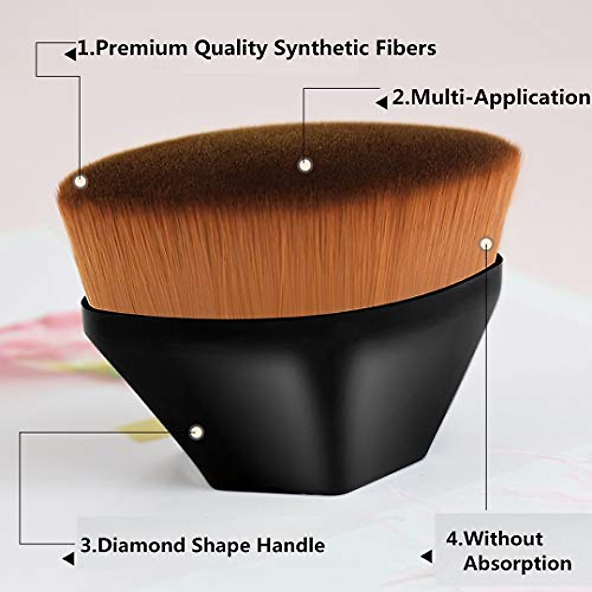 Focuschic Seamless Foundation Brush Suitable for Mixed Liquid, Cream or Powder Cosmetics No Trace Synthetic Makeup Brush with Storage Box (Black)