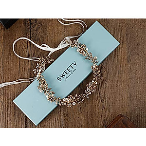 SWEETV Retro Wedding Headband, Bridal Headpieces for Wedding Women Rhinestone Hair Accessories Vintage Style