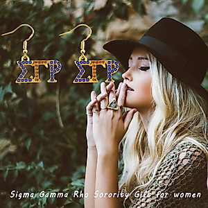 POTIY SGR Sorority Gift 1922 Sorority Jewelry SGR Charm Crystal Beads Bracelet for Women (Crystal Earrings)