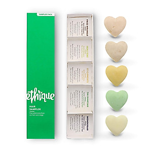 Ethique Hair Sampler - Shampoo & Conditioner - Plastic-Free, Vegan, Cruelty-Free, Eco-Friendly, 5 Travel Bars (Pack of 1)