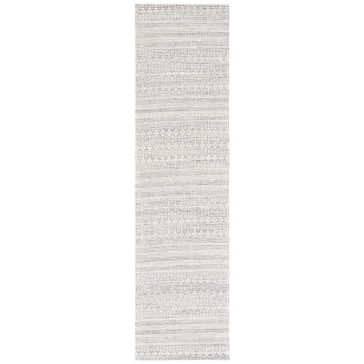 SAFAVIEH Marbella Collection Runner Rug - 2'3" x 9', Grey & Ivory, Handmade Wool, Ideal for High Traffic Areas in Living Room, Bedroom (MRB327F)