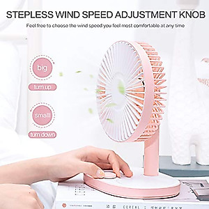 SmartDevil 6.5“ Small Desktop Fan, Personal Desk Fan With Storage Function, 2600 mAh Battery Operated Table fan, Smart Timing Function, Stepless Speed Regulation, for Home, Office, Bedroom, Pink