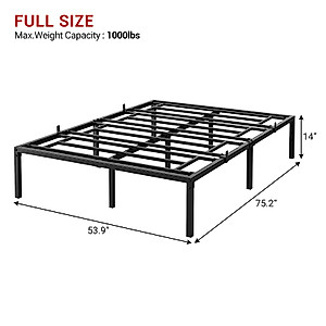 GarveeHome Metal Bed Frame, 14 Inch Simple Platform Bed Frame, Sturdy Heavy Duty Frame Bed Mattress Foundation, No Box Spring Needed, Easy Assembly, Full Size