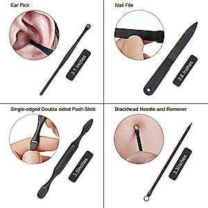 ZIZZON Manicure set Personal Care, Nail Clippers Set, Professional Pedicure set Grooming kit 12 in 1 Gift for Men Husband Boyfriend Parents and Women Elder Patient Nail Care (Black-red)