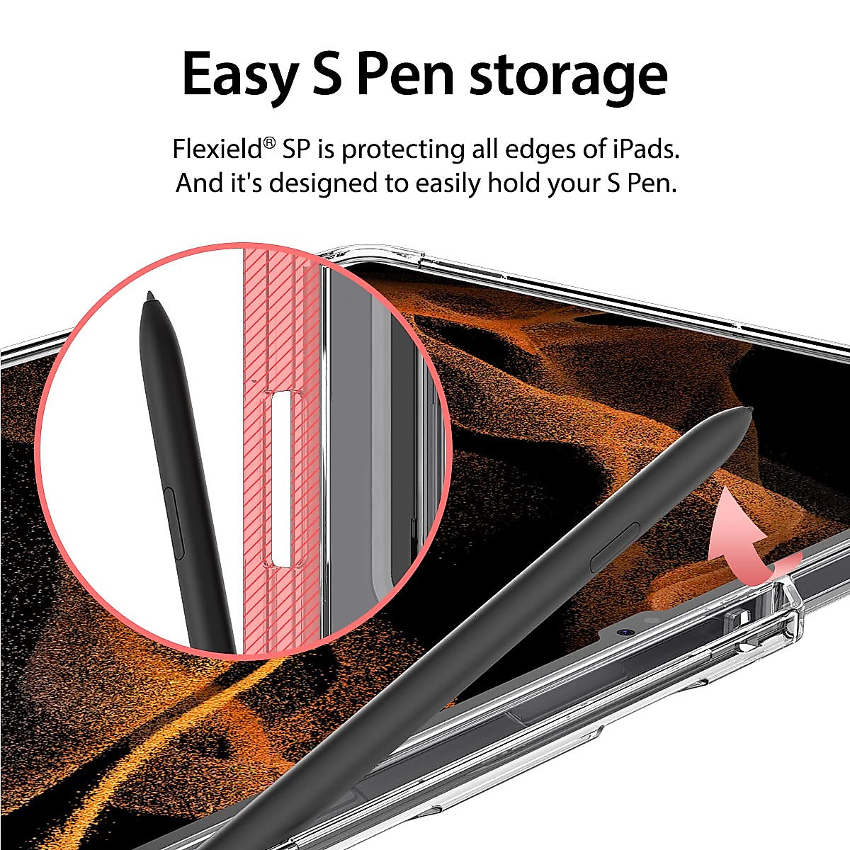 araree FLEXIELD SP Galaxy Tab S8 Plus 12.4", Smart Multiple Angle Kickstand Sturdy Cover with Convenient S Pen Holder Compatible with Galaxy Tab S8 Plus 12.4" (2022) Transparent Full Protective Case