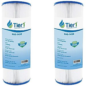 Tier1 Pool & Spa Filter Cartridge 2-pk | Replacement for Dynamic 17-2327, Pleatco PRB25-IN, 817-2500, R173429, Unicel C-4326, and More | 30 sq ft Pleated Fabric Filter Media