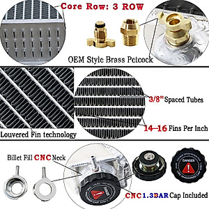 Cubauto All Aluminum Radiator Fan for 1967-1972 70 Chevy Gmc Blazer C/K Series C10 C20 C30 K10 K20 K25 Pickup Trucks Suburban Van 3 Row Core Radiator with Shroud Fan Relay
