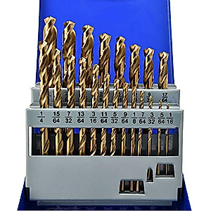MaxTool 21 Pieces Drill Set 21PCs/21-Piece Twist Drill Bit Set 5% Cobalt HSS M35 Fully Ground 1/16“ to 3/8”x64th Fractional; JBS35G10R021S