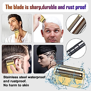 4 Pack Shaver Replacement Foil and Cutters compatible with BaBylissPRO Double FXFS2 Metal shaver foil replacement (Golden-4PCS)