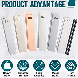 Gisafai 14 Piece Metal Electrodes Set Electrode Strips Set 2 Aluminum 2 Copper 2 Zinc 2 Nickel 2 Tin 2 Iron and 2 Carbon for Scientific Experiments Electroplating Plating