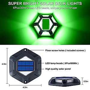 CREPOW Solar Dock Lights Driveway Deck Lights - 8 Packs Waterproof 1200mAh Outdoor LED Aluminum Dock Lighting Warning Step Lights for Driveway Sidewalk Garden Pathway Yard (Green)