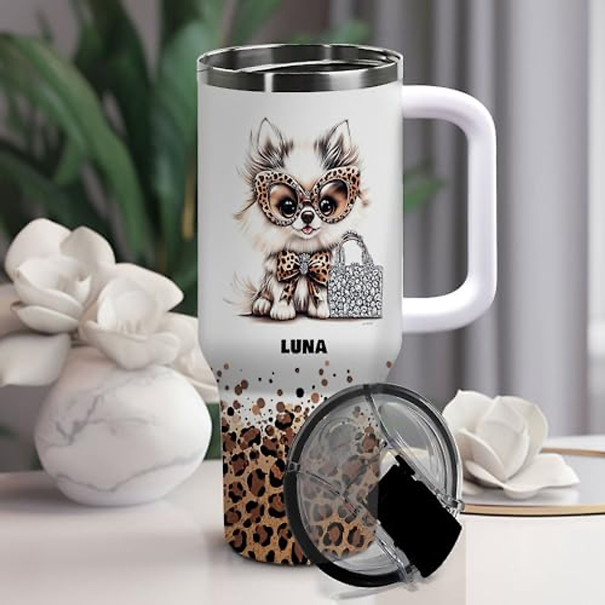 Personalized Dog Tumber with American Eskimo Dog’s Name – Custom Cup for Dog Moms, Ideal Gift for Mother's Day, Birthdays & Christmas 55Wd4L
