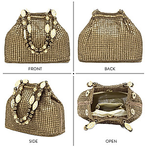 Aheli Brown Potli Bags Gift for Women Evening Bag Clutch Ethnic Bride Purse with Drawstring