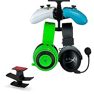 BRAINWAVZ [EOL] The Anvil - Under Desk/Shelf Dual Gamepad Controller & Dual Headphone Hanger Holder Stand - Designed for Xbox ONE PS4 PS3 PS5 Dualshock DualSense HyperX PC Steelseries Razer [EOL]