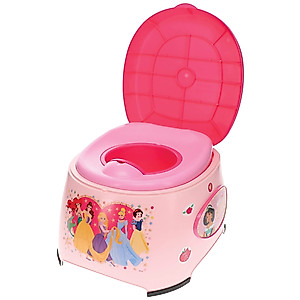 Disney Princess 3-in-1 Potty Training System for Toilet Training Kids, Multi-Stage Potty Training - Floor Potty, Detachable Potty Ring, Step Stool | Toilet Seat for Kids and Toddlers