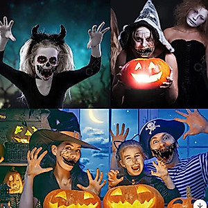 Halloween Temporary Tattoos Mouth Dark Black Face Mouth Teeth Stickers Terror Waterproof Ornaments for Adults kids 10pcs Halloween Tattoos Stickers Decal Party Decoration Supplies