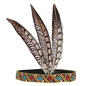 Amosfun Indian headdress headband for native American costume- Indian Halloween costume adult headband- Headpiece Fashion Elegant Flapper Headband- Hair Decoration
