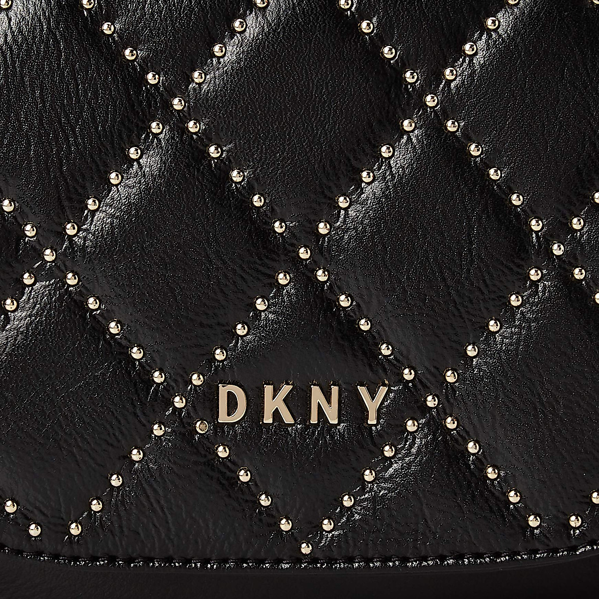 DKNY Sofia Studded Leather Small Saddle Bag Crossbody - Black