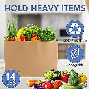 XPCARE 50Pack Paper Gift Bags with Handles Bulk,16x6x12Inch Plain Natural Kraft Bags Packaging,Brown Paper Bags,for Birthday Party,Boutiques,Small Business,Retail Stores,Merchandise