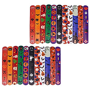 ibasenice 180 pcs Circle Decors, Kids Bracelets Decors Wrist Print Spider Props Ghost Bands Random Wristband Decorative Novelty Parties Supplies Slap Favors Prop Style Wristbands Party Snap