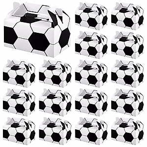 durony 16 Pack Soccer Treat Boxes Sports Party Supplies Soccer Party Favors Football Bags Candy Goodie Gift Boxes for Soccer Team Birthday Baby Shower Decorations 6.2 x 6.2 x 3.5 Inch