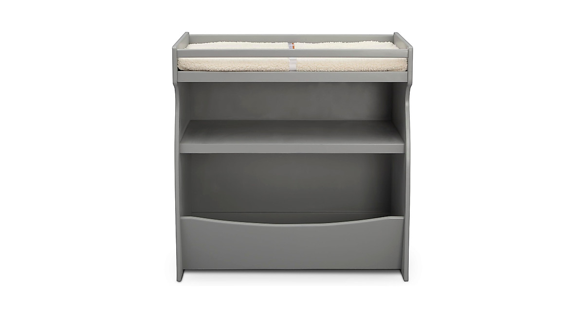 Delta Children 2-in-1 Changing Table & Storage in Grey | Safe & Durable