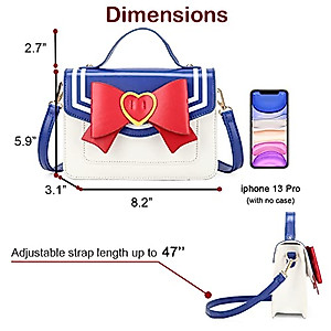 Sailor Moon Inspired Anime Purse Cosplay Top-Handle Handbag Small Shoulder Crossbody Messenger Bag for Women Girls (Blue)