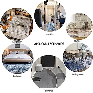 Mid Century Modern 6x9 Rug, Boho Golden Abstract Arch Stripes Living Room Rugs, Soft Breathable Non-Slip Short Pile Non-Shedding Washable Rug for Dining Room Kitchen Bedroom Decor Mats