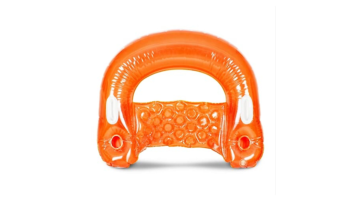 Orange Inflatable Pool Float Lounge Chair with Cupholders