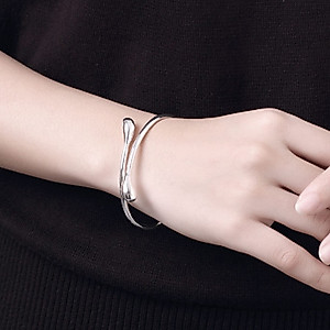 Lvla Gan Handmade Bracelet for Women 925 Sterling Silver Open Bangle Bracelet with Gift Box Valentine's Day Gift