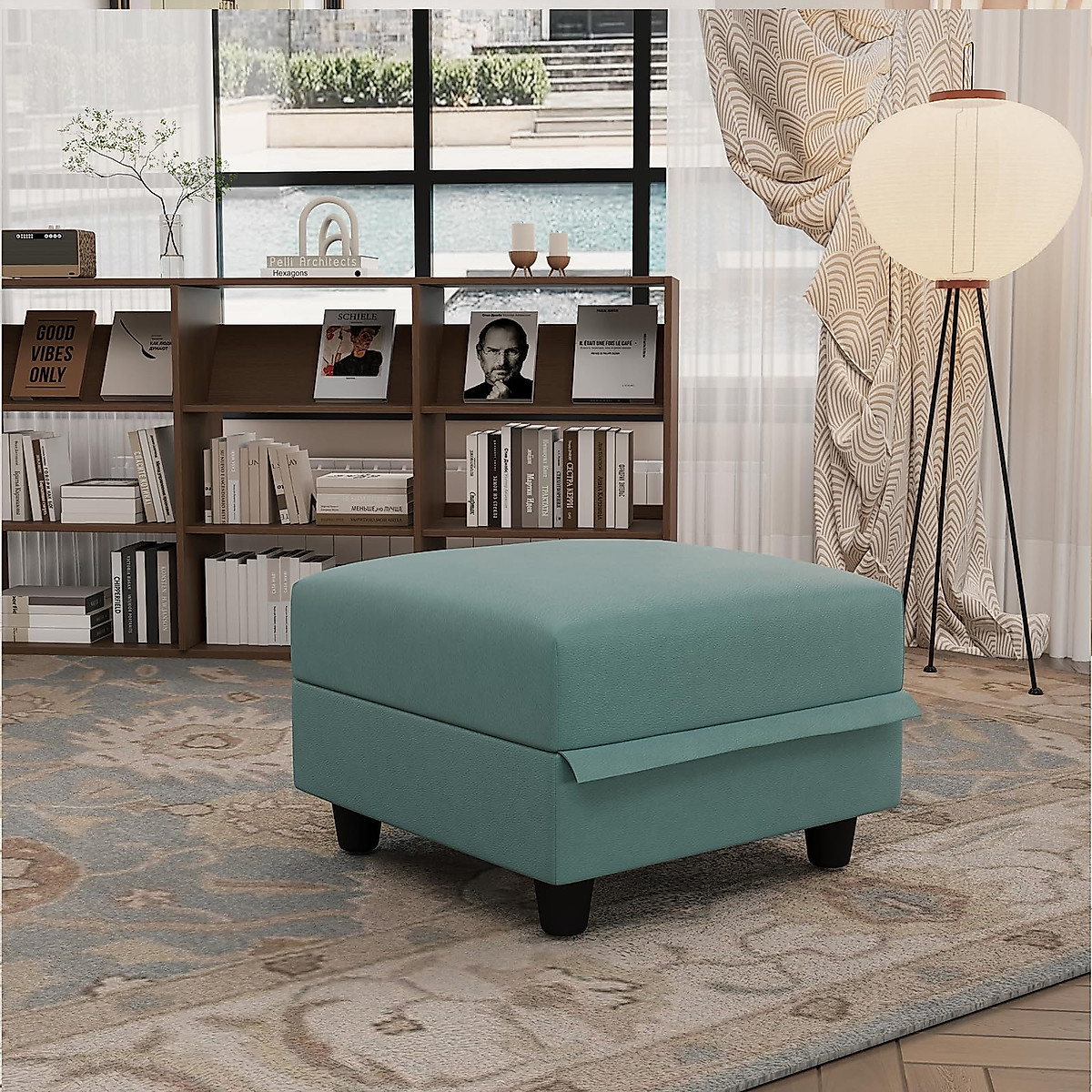 LLappuil Storage Ottoman Module Square Footrest for Modular Sectional Sofa Seat Cube, Waterproof, Anti-Scratch and Antistatic Velvet Sectional, Grey Brown