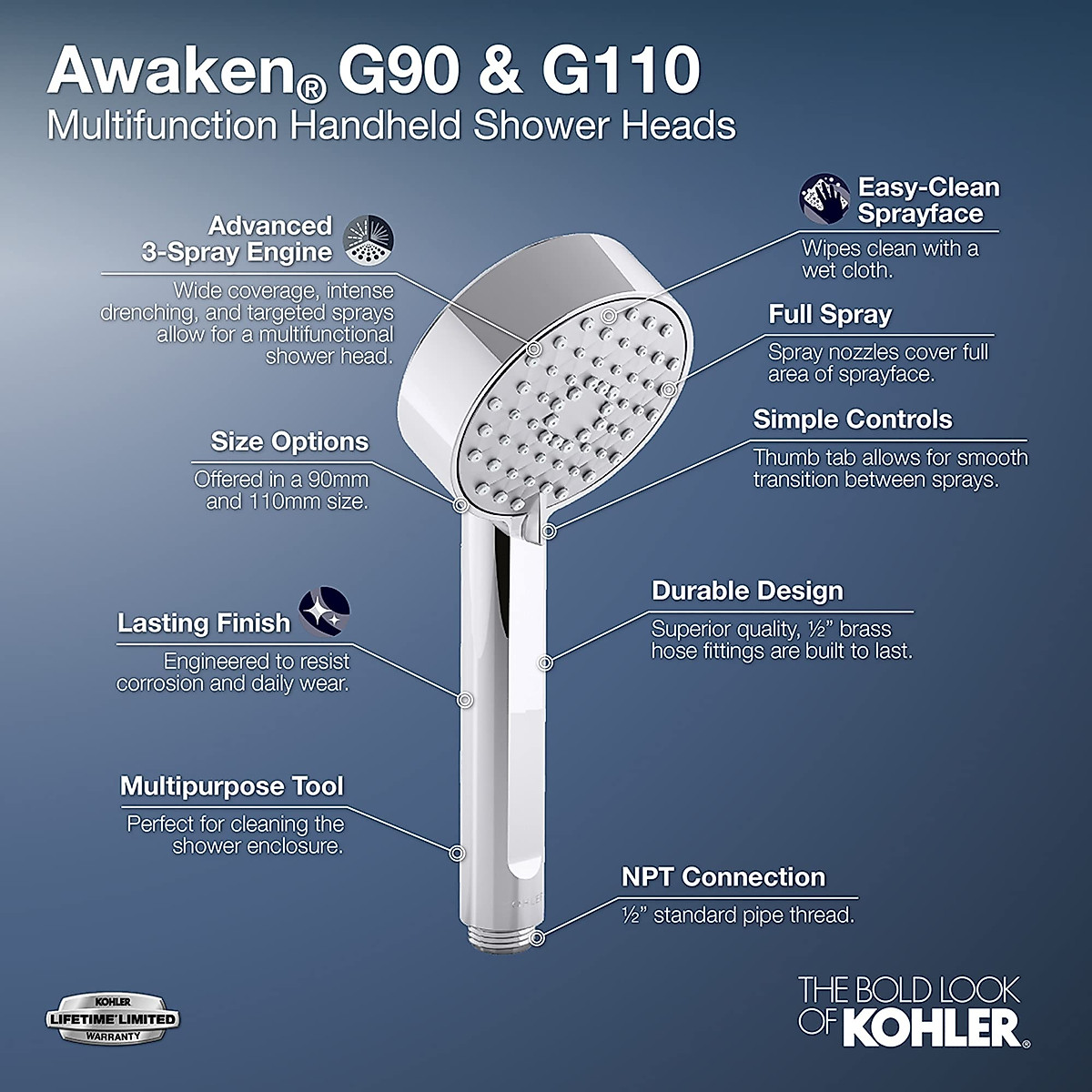 Kohler 72415-G-2MB Awaken G110 1.75 gpm multifunction handshower