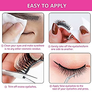 Reusable Self Adhesive Eyelashes, Reusable Adhesive Eyelashes, Self Adhesive Eyelashes Reusable Self Sticking, No Glue Eyelashes, False Eyelashes Natural Look(2-Pairs)