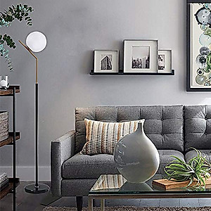 Hsyile Lighting KU300207 Modern Creative White Glass Ball Floor Lamp for Living Room,Bedroom,Office,Hotel,1 Light