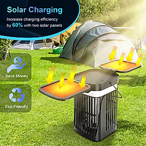 PhatroyYee Solar Bug Zapper Outdoor, 2024 Upgraded Mosquito Zapper Outdoor Solar Powered, Cordless Electric Bug Zapper Indoor w/Night Light, Waterproof Fly Zapper for Patio Backyard Kitchen Camping