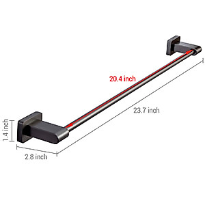 MyGift 24 Inch Towel Bar, Premium Hotel Series Commercial Grade Stainless Steel Bathroom Towel Holder, Wall Mounted Modern Gunmetal Gray Bar Rack for Hanging Bath Towels