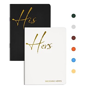 CICPAP Vow Books His and Hers, Wedding Vow Books with Gold Foil Lettering for Your Wedding, Perfect Wedding Present for Keepsake-Black&White