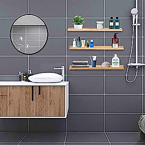 AZSKY Rustic Floating Shelves Wood Wall Shelf Light Walnut 24 Inch Narrow Wooden Photo Picture Ledge Display Wall Shelves with Lip a Set of 3 Wall Mount Shelves for Decor and Storage